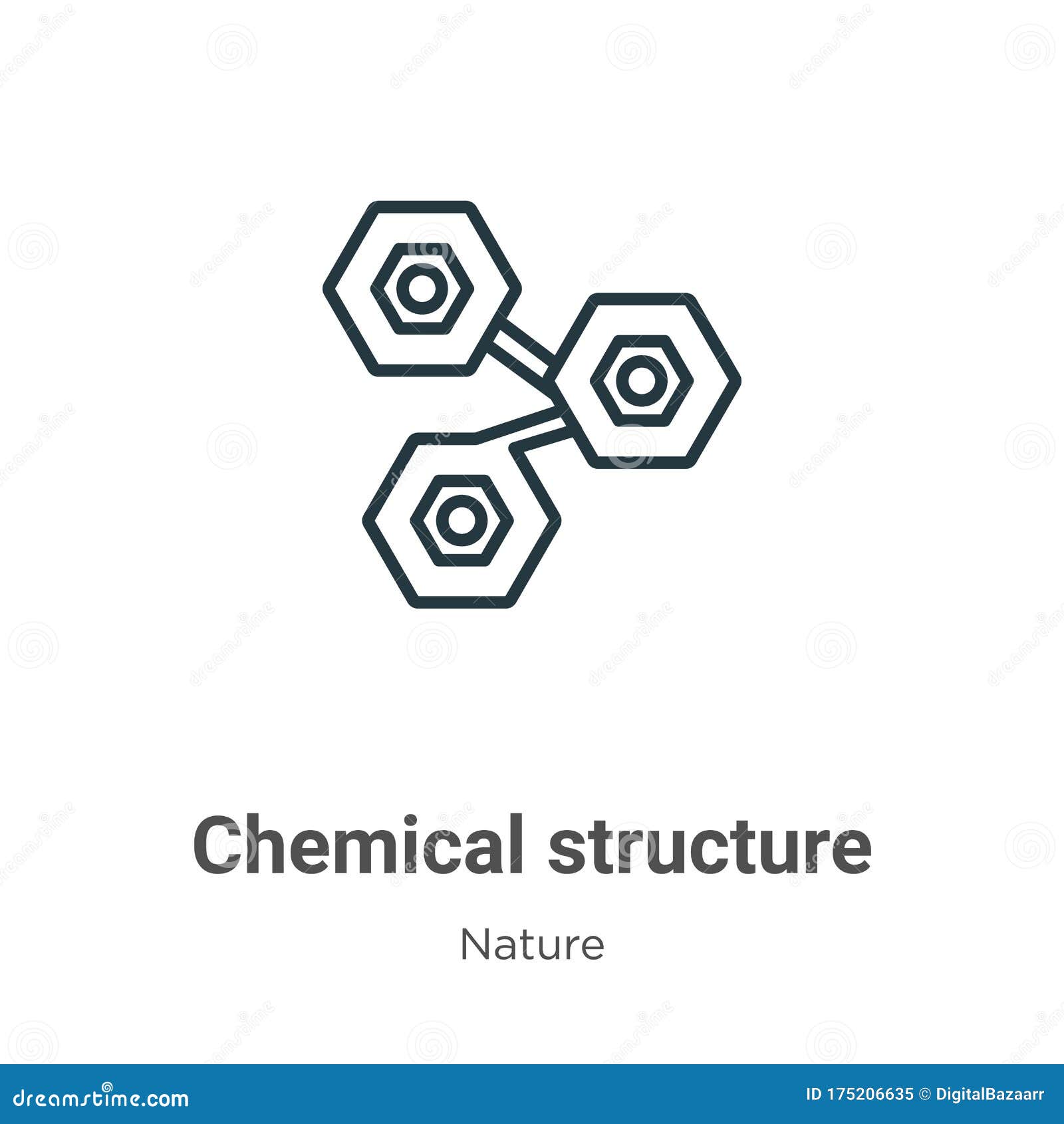 Chemical Structure Outline Vector Icon. Thin Line Black Chemical ...