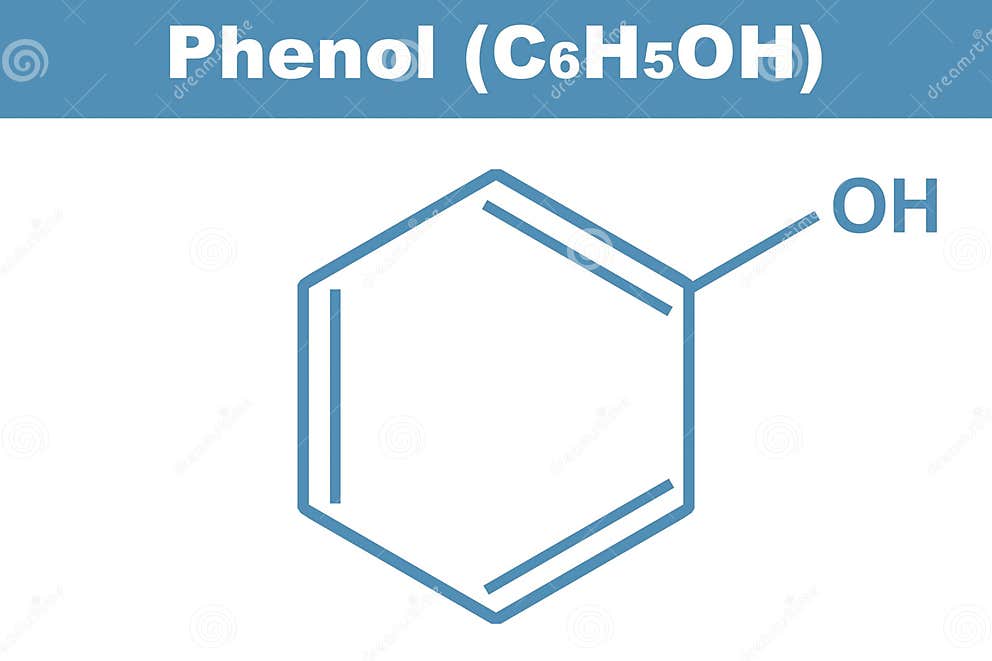 Chemical Structure of Phenol (C6H5OH) in Blue Stock Illustration ...