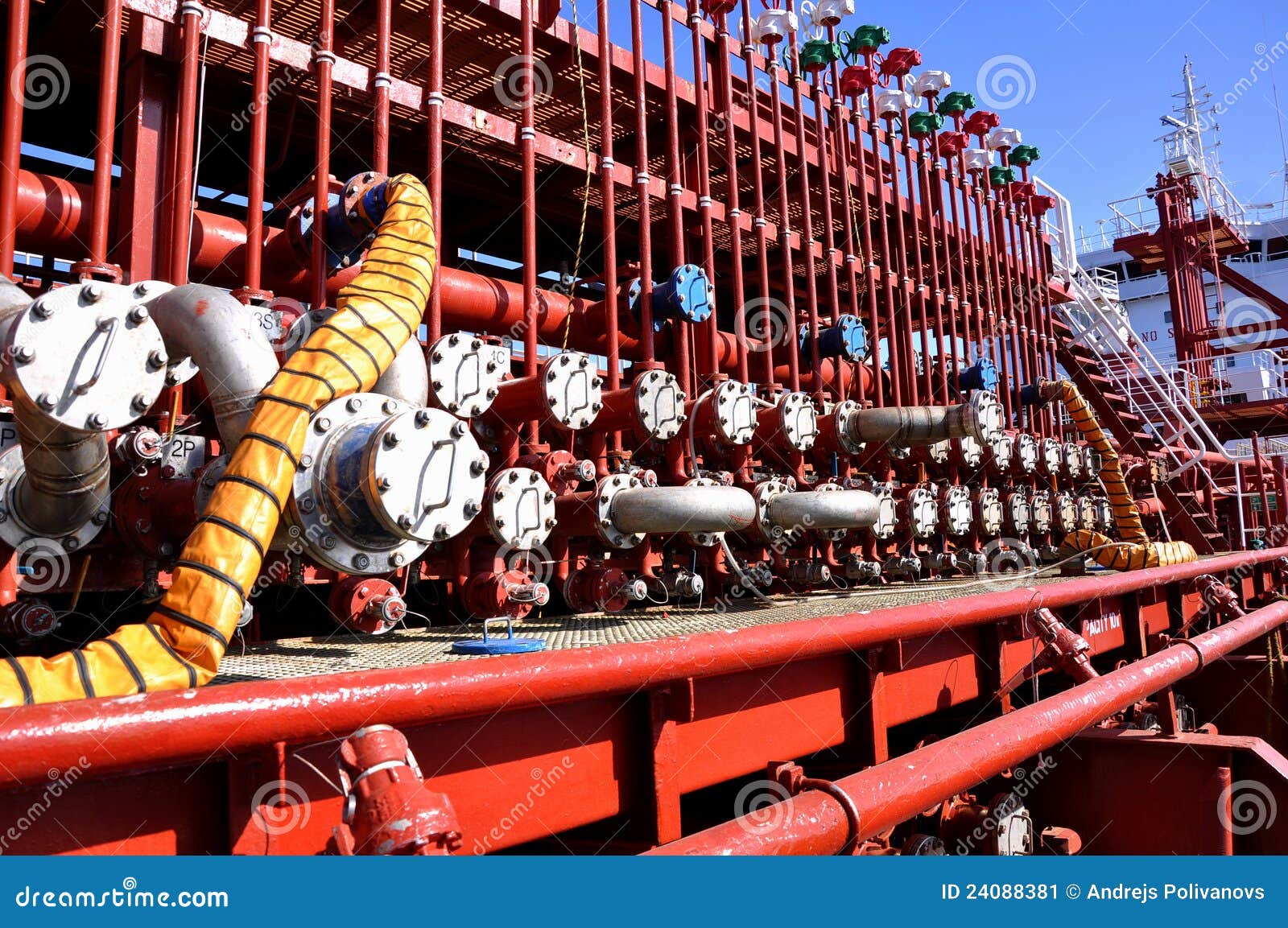 Stock Image: Chemical tanker manifold. Image: 24088381