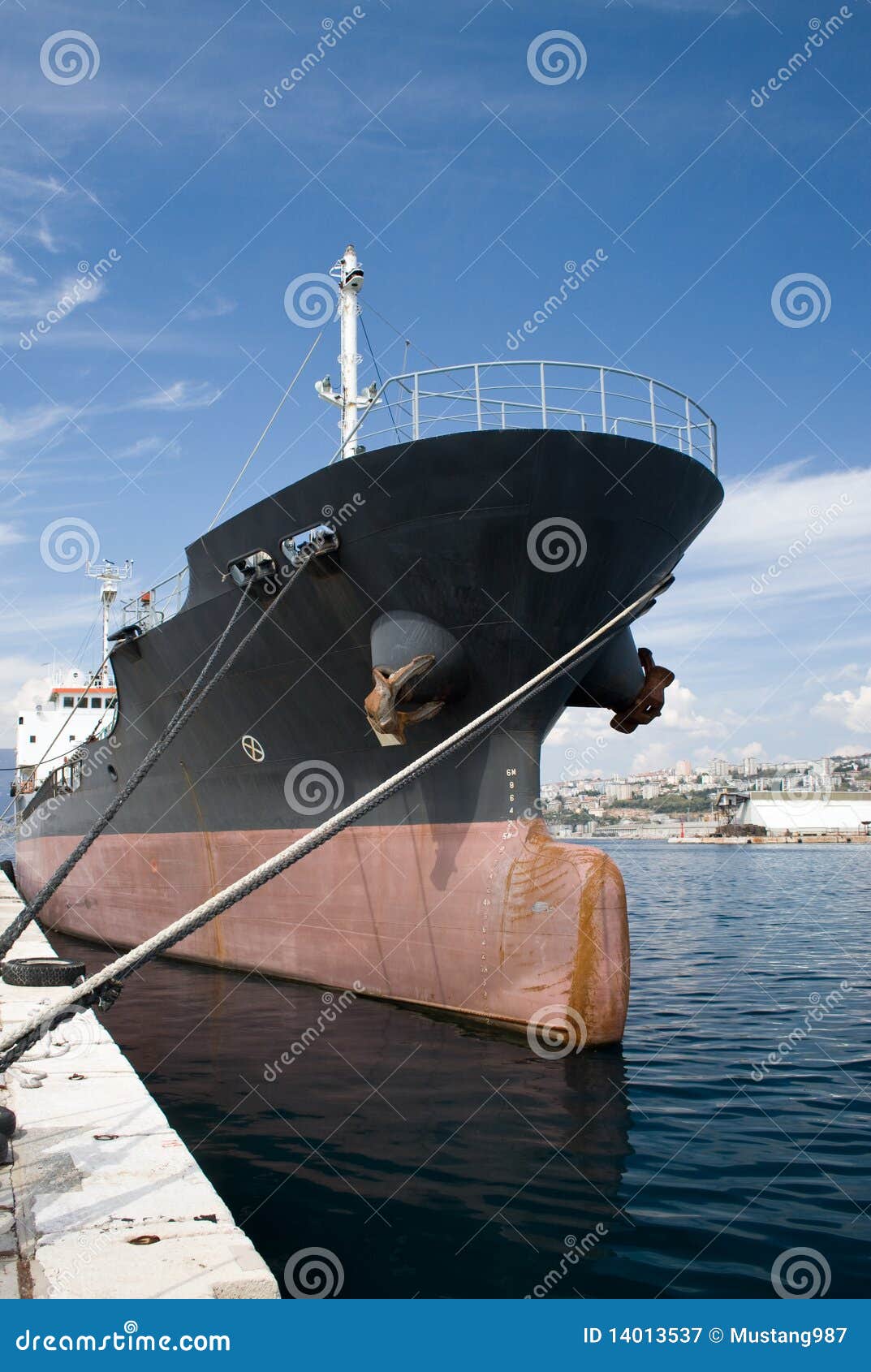 Oil/Chemical Tanker Ship Loading In Port, Tanker Ship Under Cargo ...