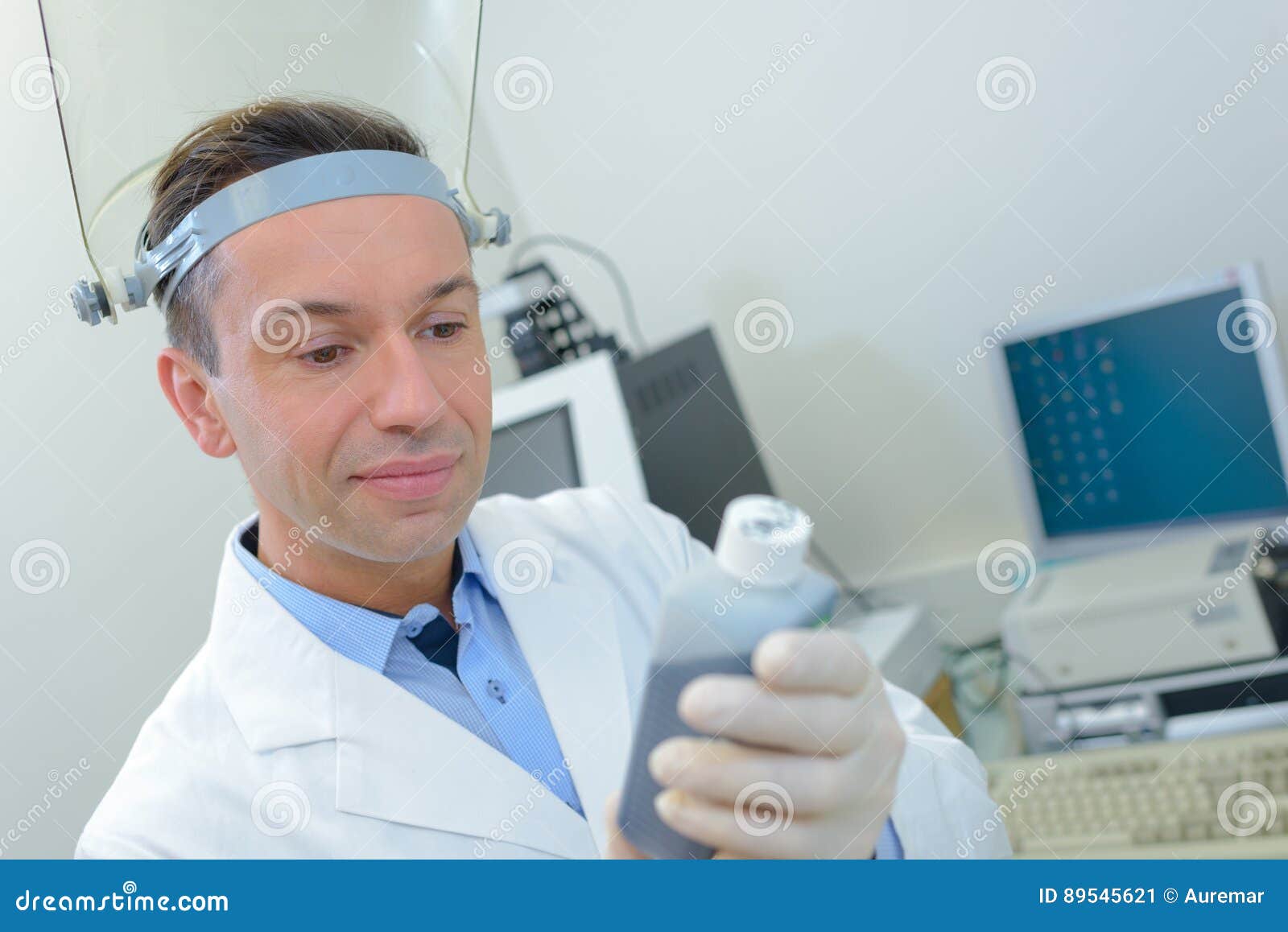 Chemical Technician Holding Solution Stock Image - Image of container ...