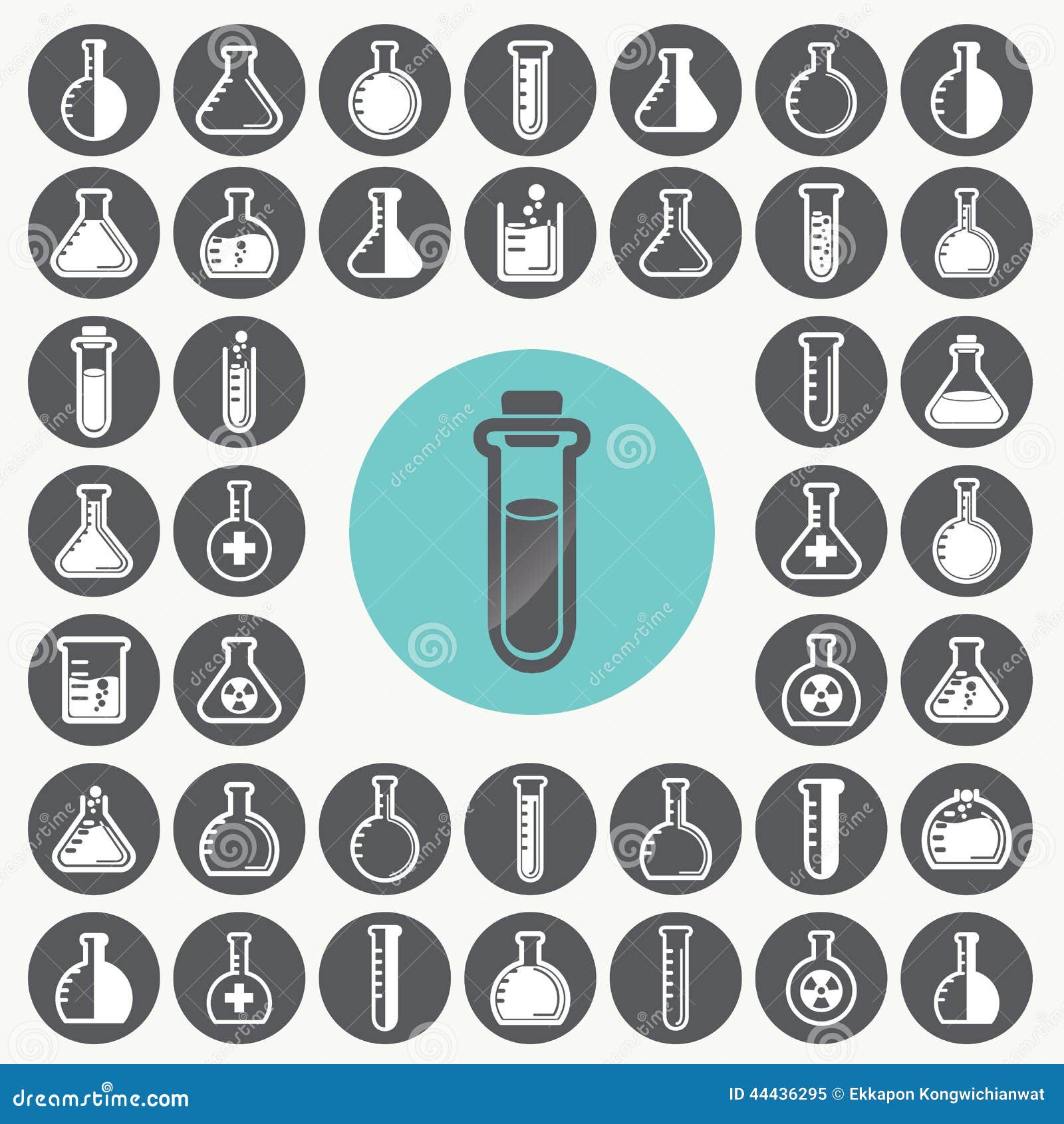 Chemical Test Tube Pictogram Icons Set. Erlenmeyer Flask, Distilling ...
