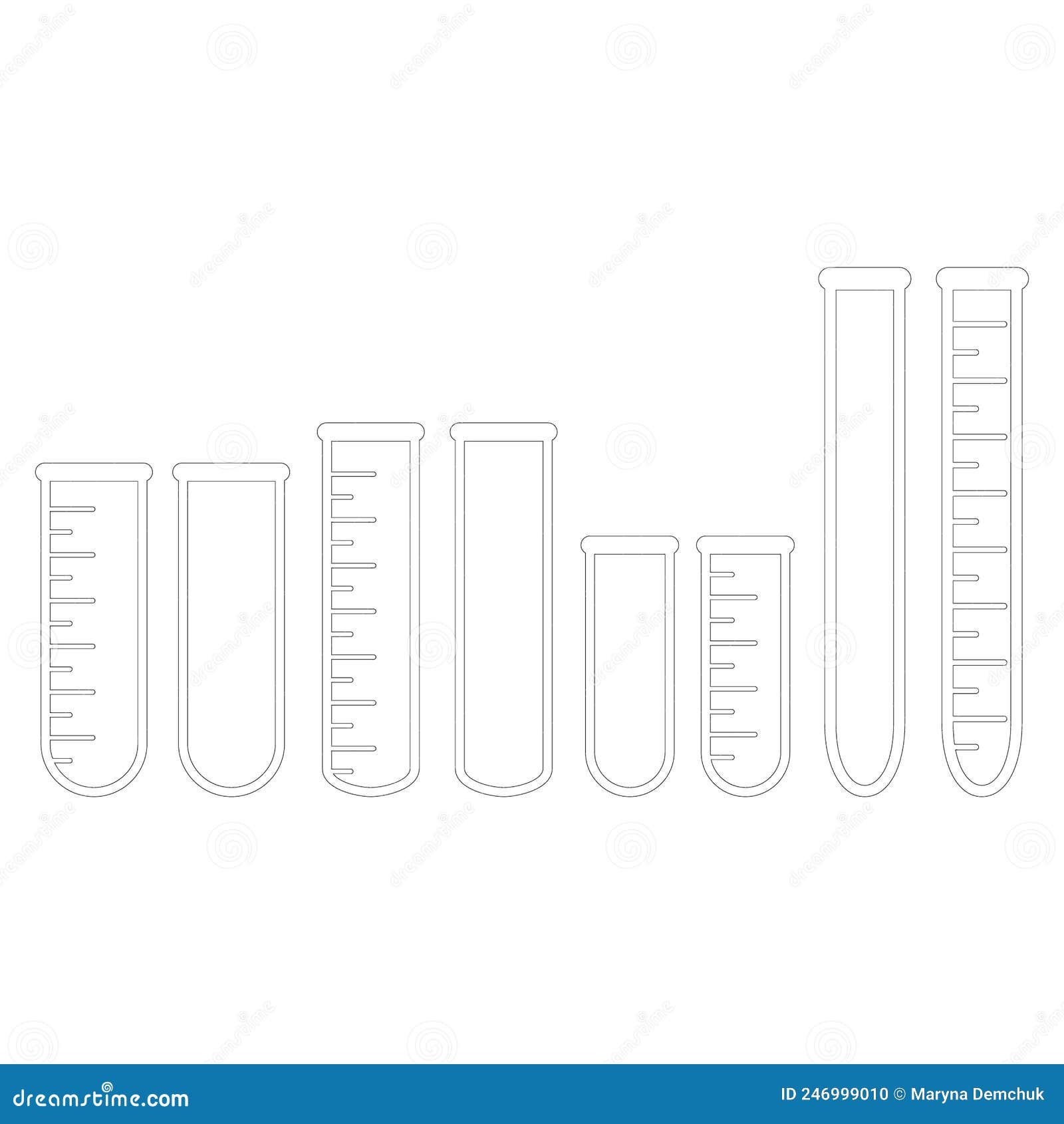 Chemical Test Tubes Vector Icons Set of Different Sizes of Flasks ...