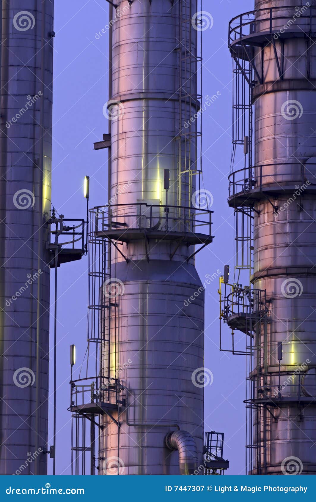 Chemical Towers stock image. Image of night, industrial - 7447307