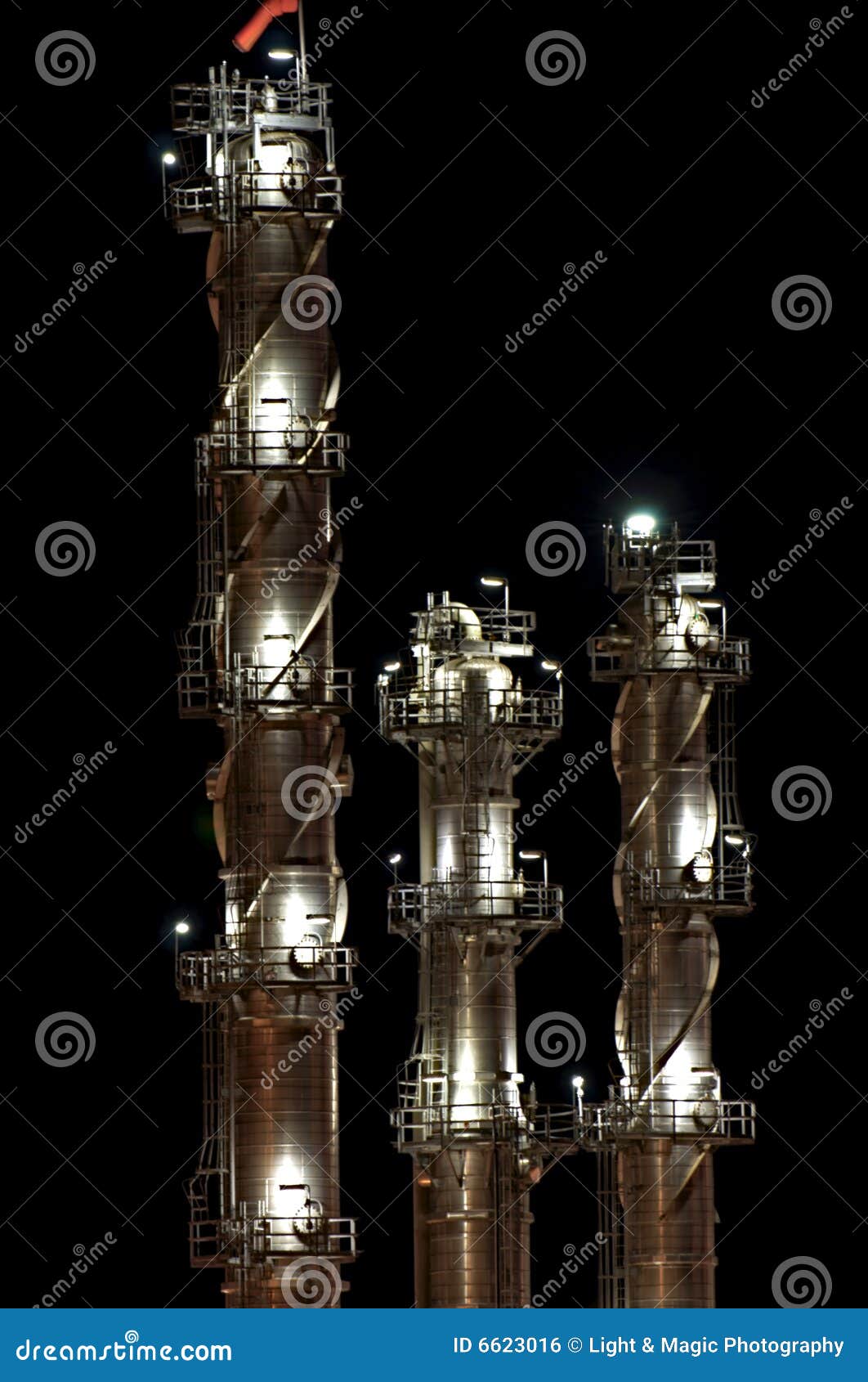 Chemical towers at night stock photo. Image of heat, poison - 6623016