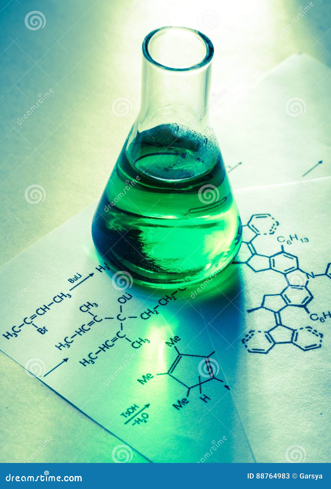 Chemical Tube with Reaction Formula Stock Image - Image of flask ...