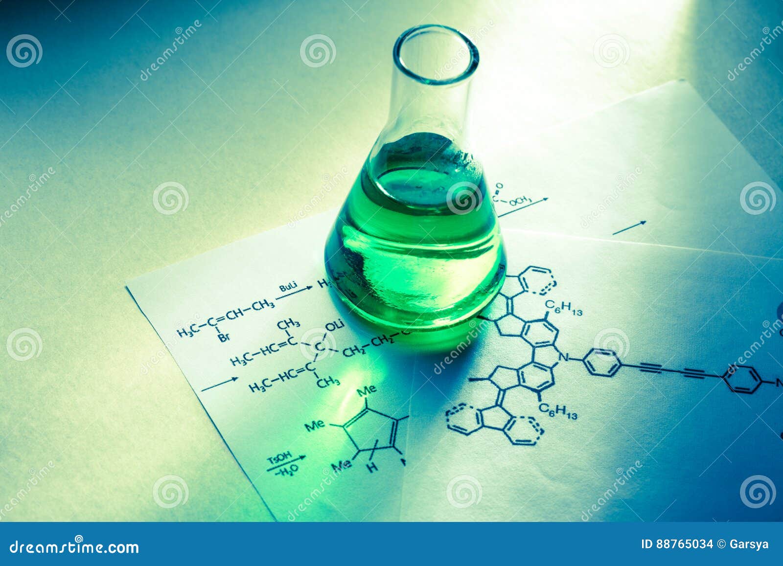 Chemical Tube with Reaction Formula Stock Photo - Image of composition ...