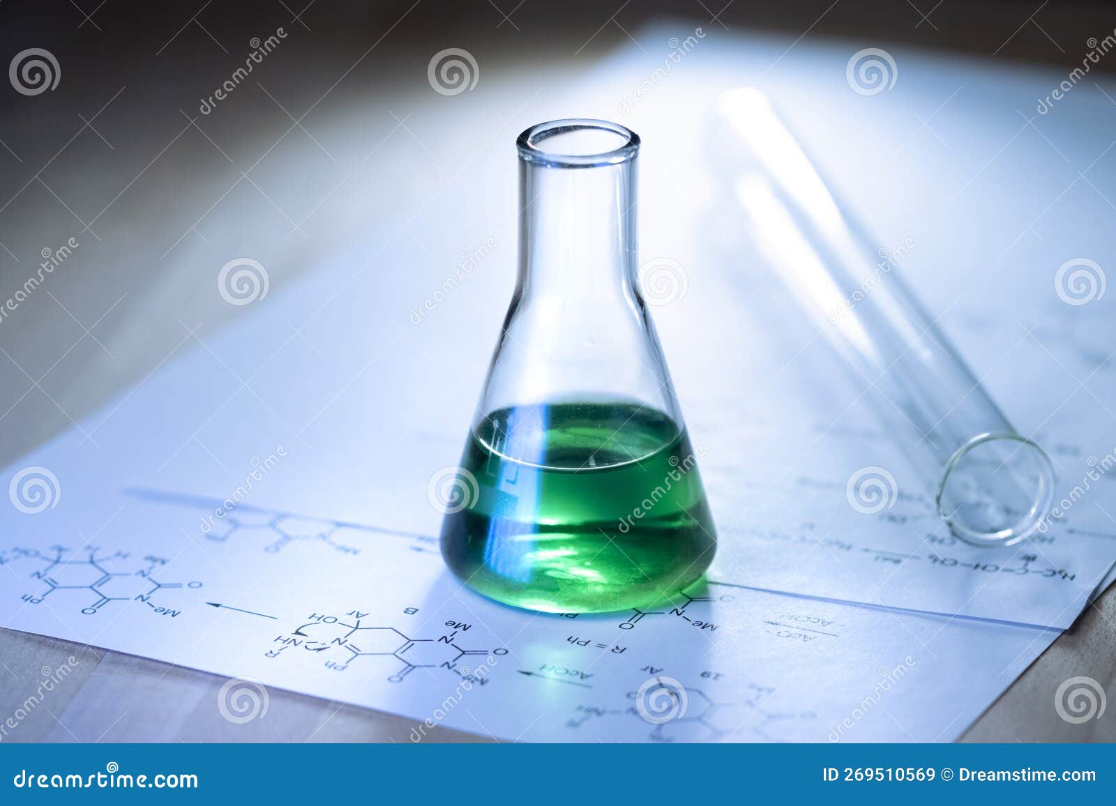 Chemical Tubes with Reaction Formulas Stock Image - Image of vessel ...