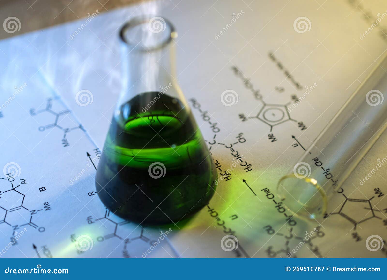 Chemical Tubes with Reaction Formulas Stock Image - Image of organic ...