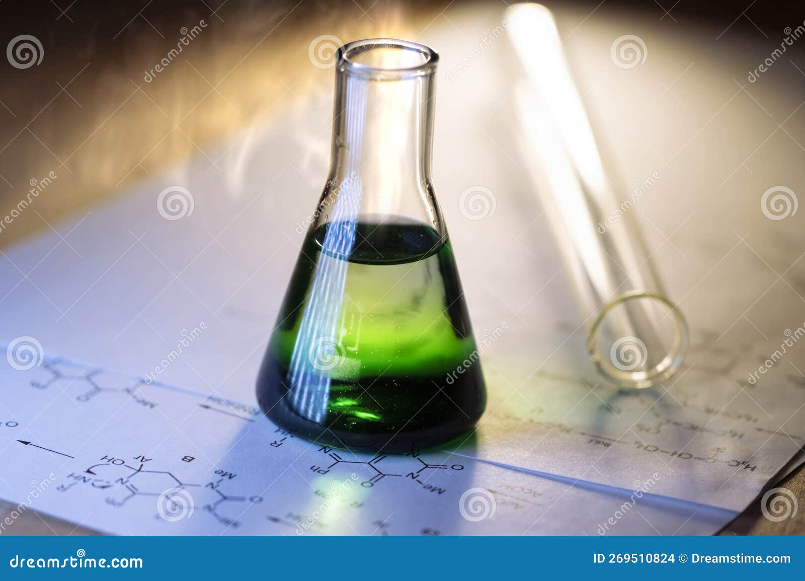 Chemical Tubes with Reaction Formulas Stock Photo - Image of fusion ...