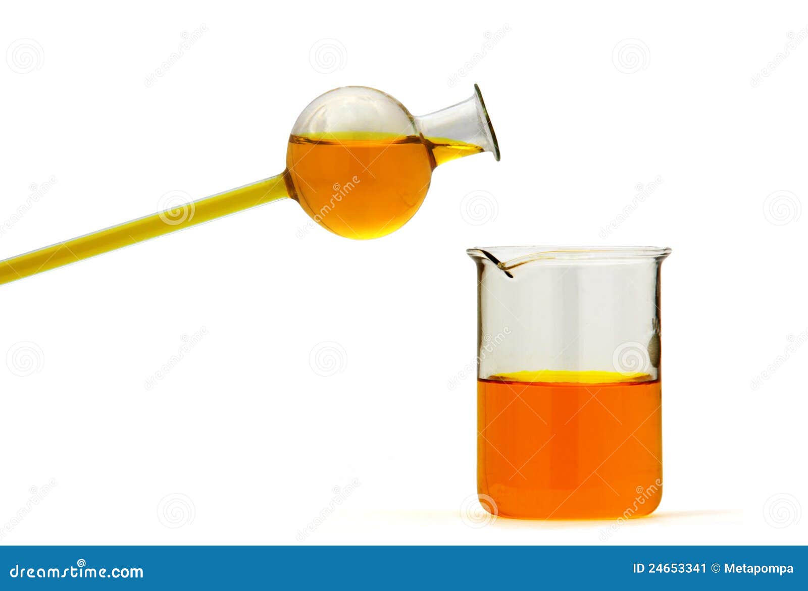 Chemical Vessels with Orange Liquid Stock Image - Image of round, thin ...