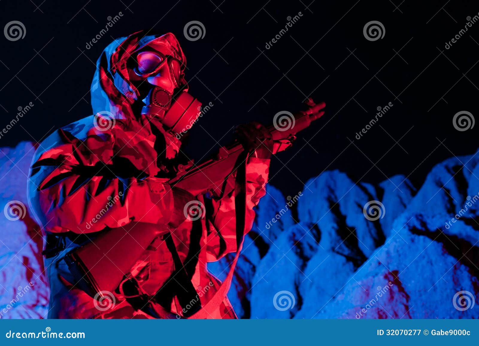 Chemical warfare soldier stock image. Image of radioactive - 32070277