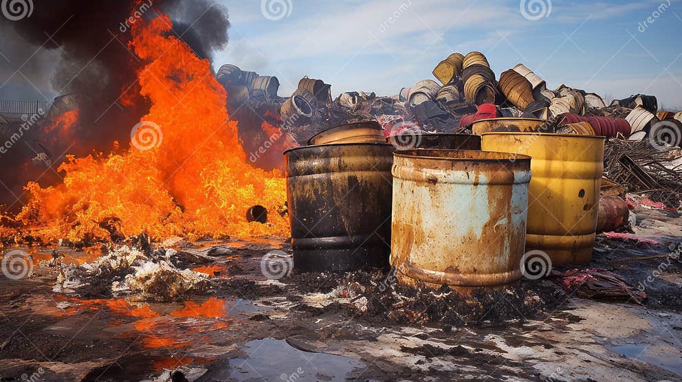 Chemical Waste Disposal in Illegal Dumping Site Stock Illustration ...