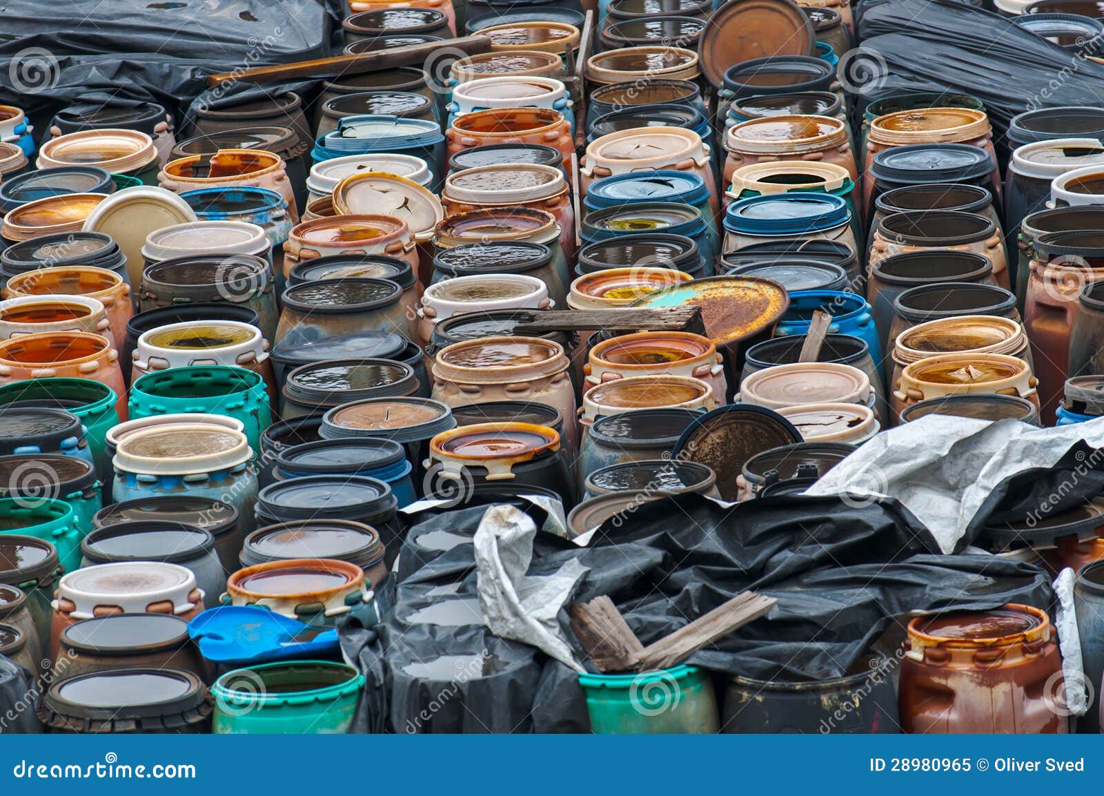Chemical Waste Dump with a Lot of Barrels Stock Image - Image of ...