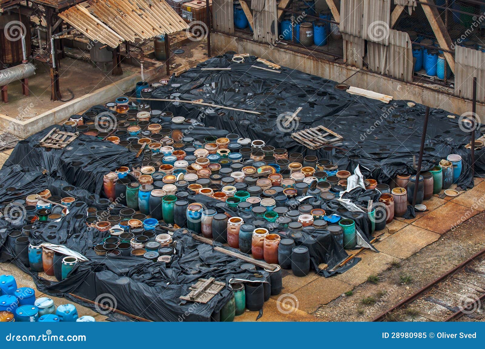 Chemical Waste Dump with a Lot of Barrels Stock Image - Image of ...