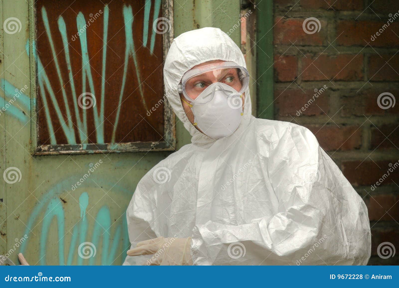 Chemical worker in fear stock photo. Image of robe, chemical - 9672228