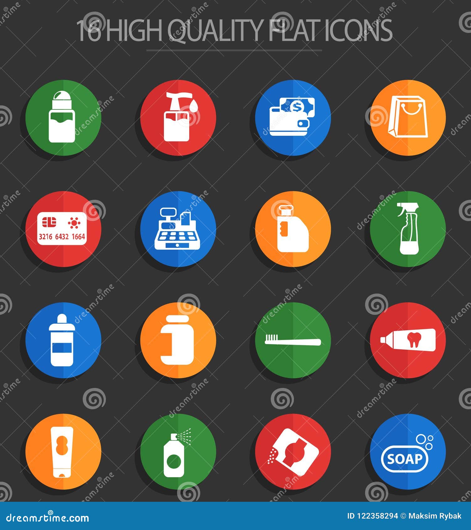 Chemicals Store 16 Flat Icons Stock Vector - Illustration of flat ...
