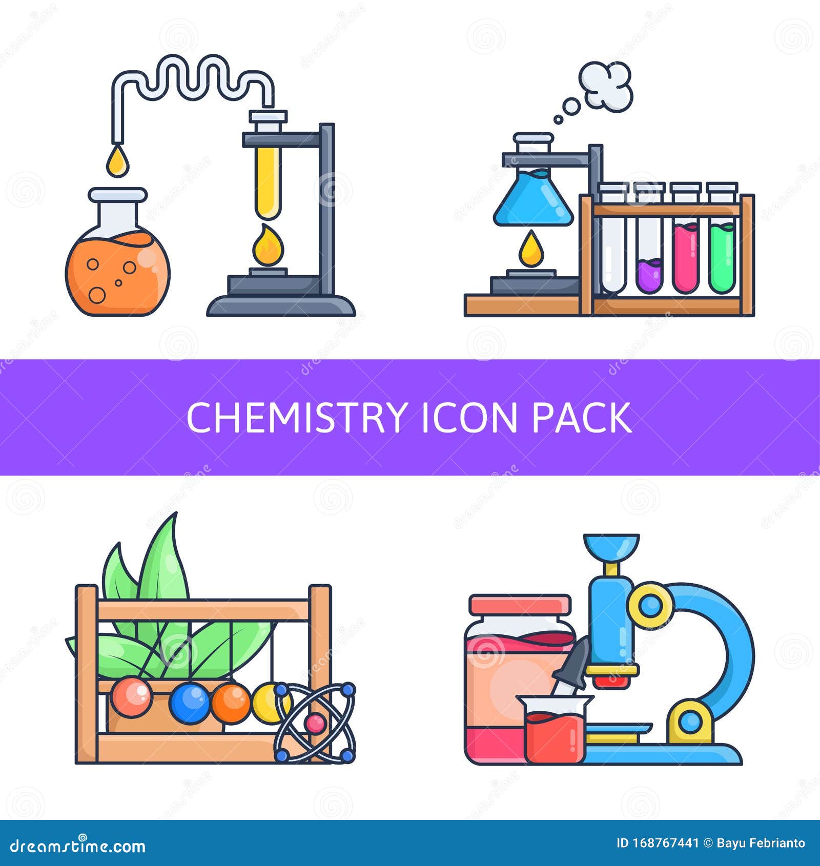 Chemie-Icon-Pack vektor abbildung. Illustration von pharmakologie ...