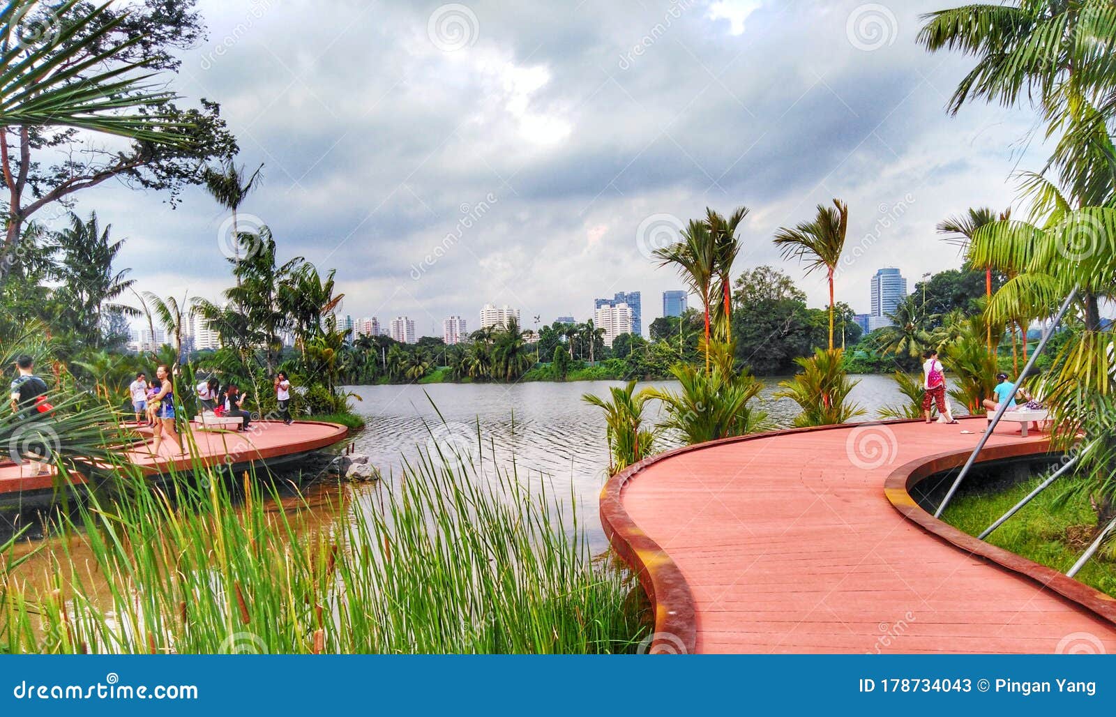 Chemin En Bois De Courbure Du Bord Du Lac Photo stock éditorial - Image ...