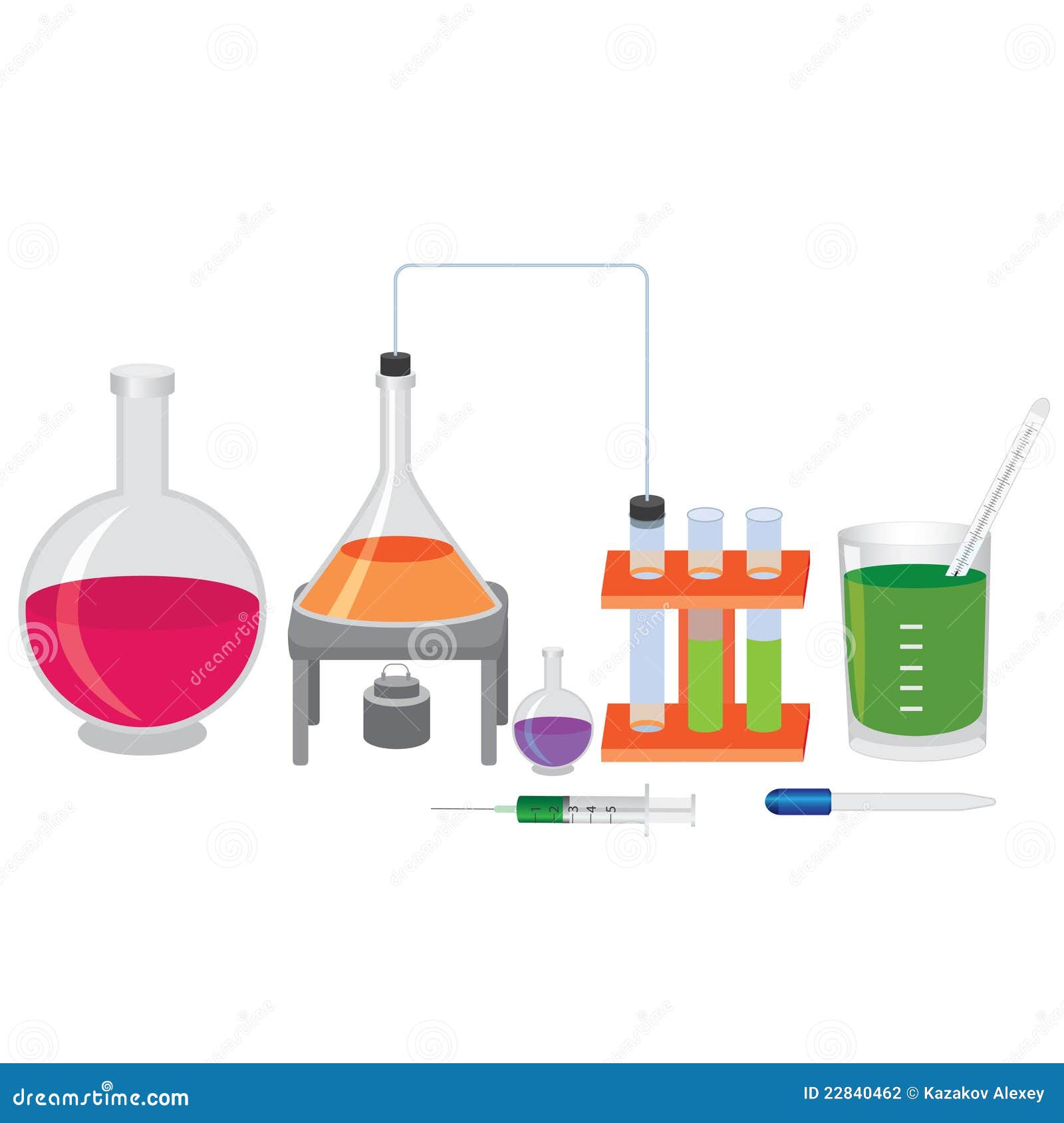 Chemisch Experiment Met Vloeistoffen. Vector Illustratie - Illustration ...