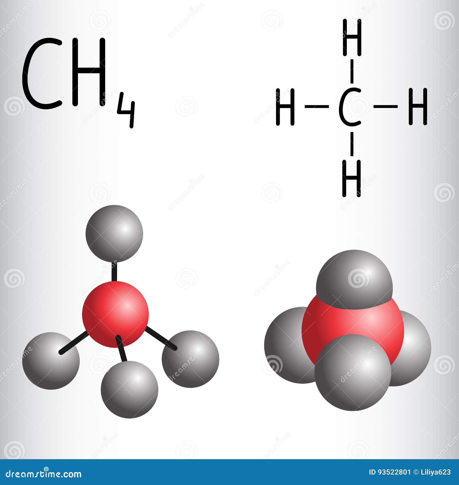 Chemisch Formule En Moleculemodel Van Methaanch4 Vector Illustratie ...