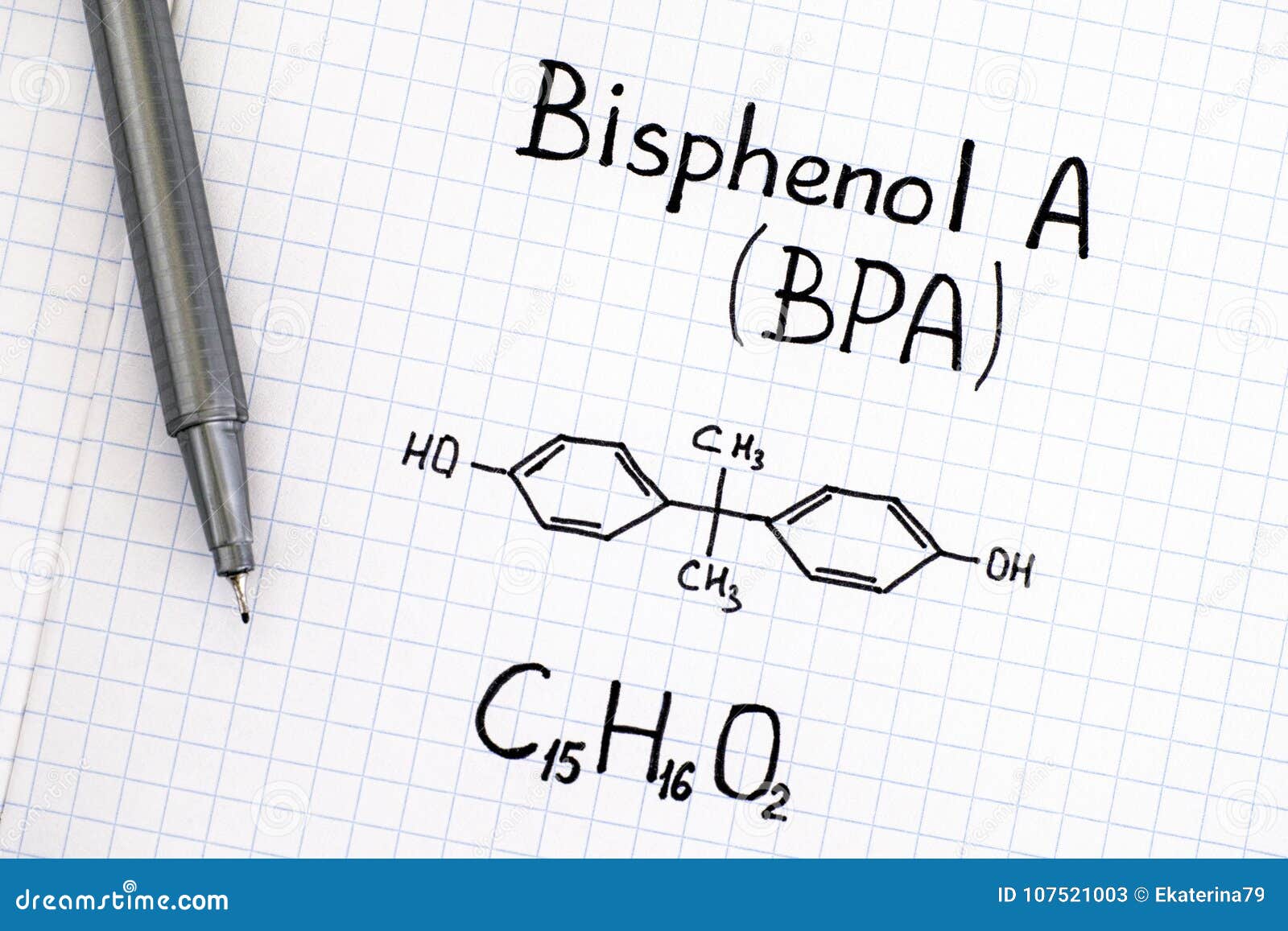 Chemische Formule Van Bisphenol a BPA Met Pen Stock Afbeelding - Image ...