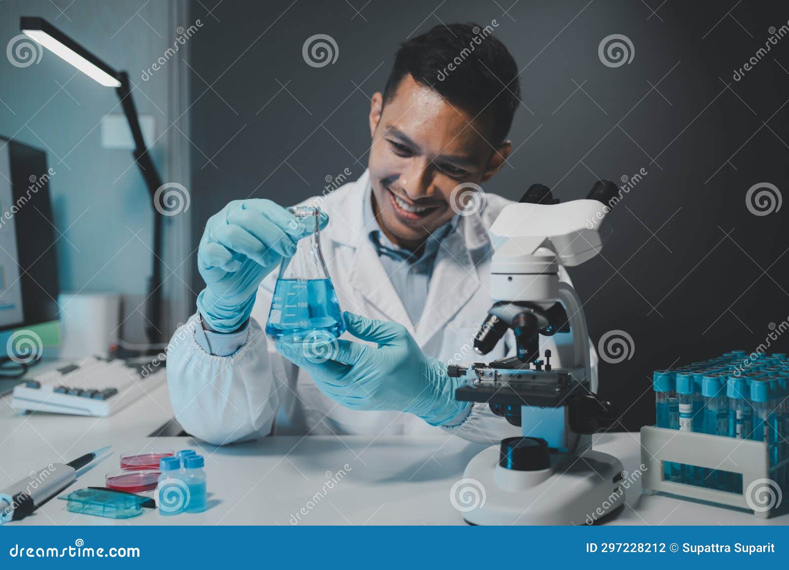 Chemist is Chemically Analyzing Test Tubes, Chemist is Doing an ...