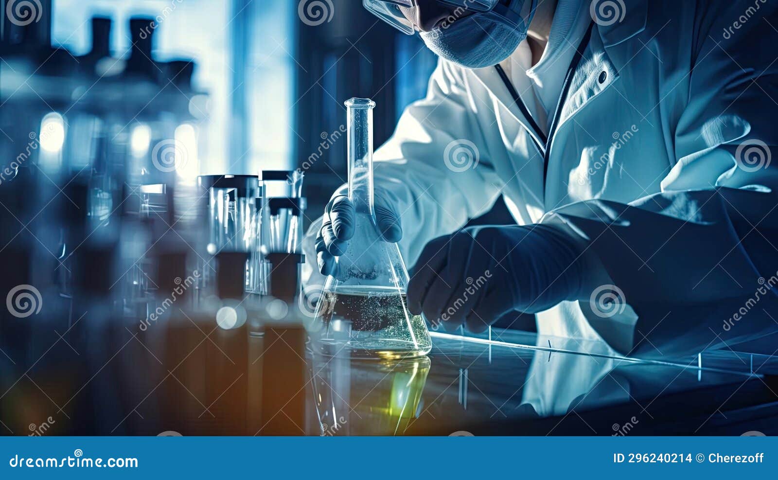 A Chemist Conducts Research Experiments Stock Photo - Image of ...