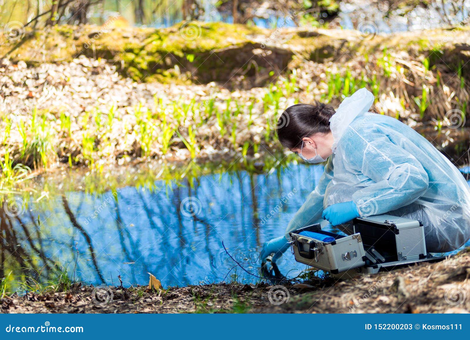 A Chemist Conducts a Study of Water from a Natural Source in the Forest ...