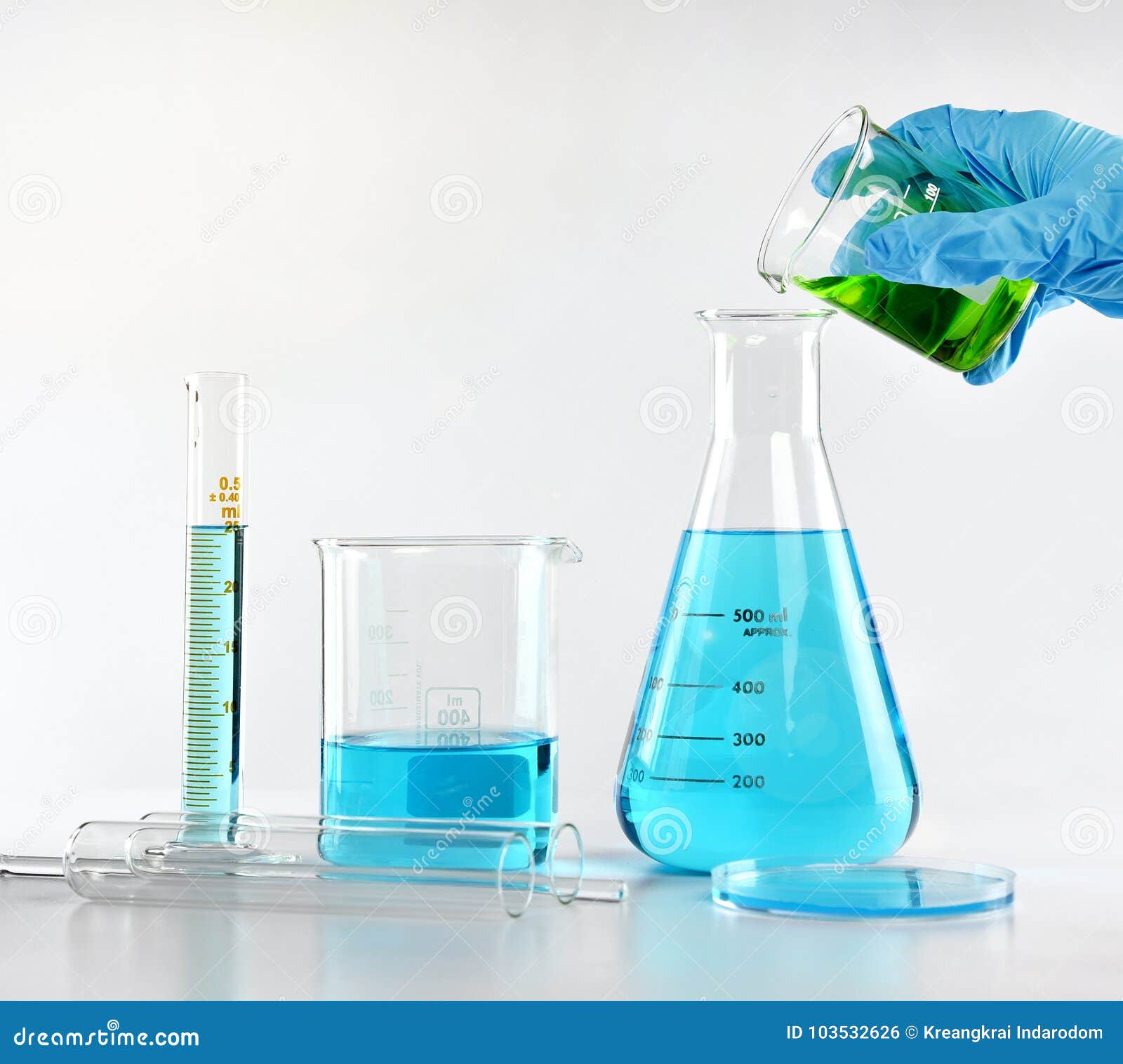 Scientist with Equipment and Science Experiments, Laboratory Glassware ...