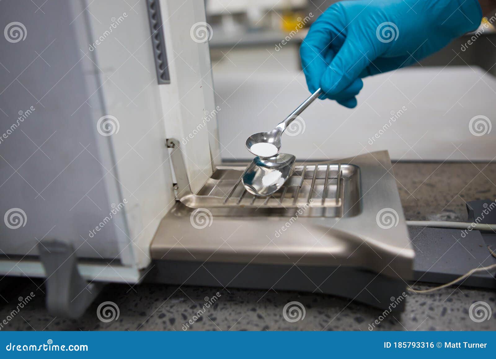 Scientist Measuring and Testing a White Powder Sample Stock Photo ...
