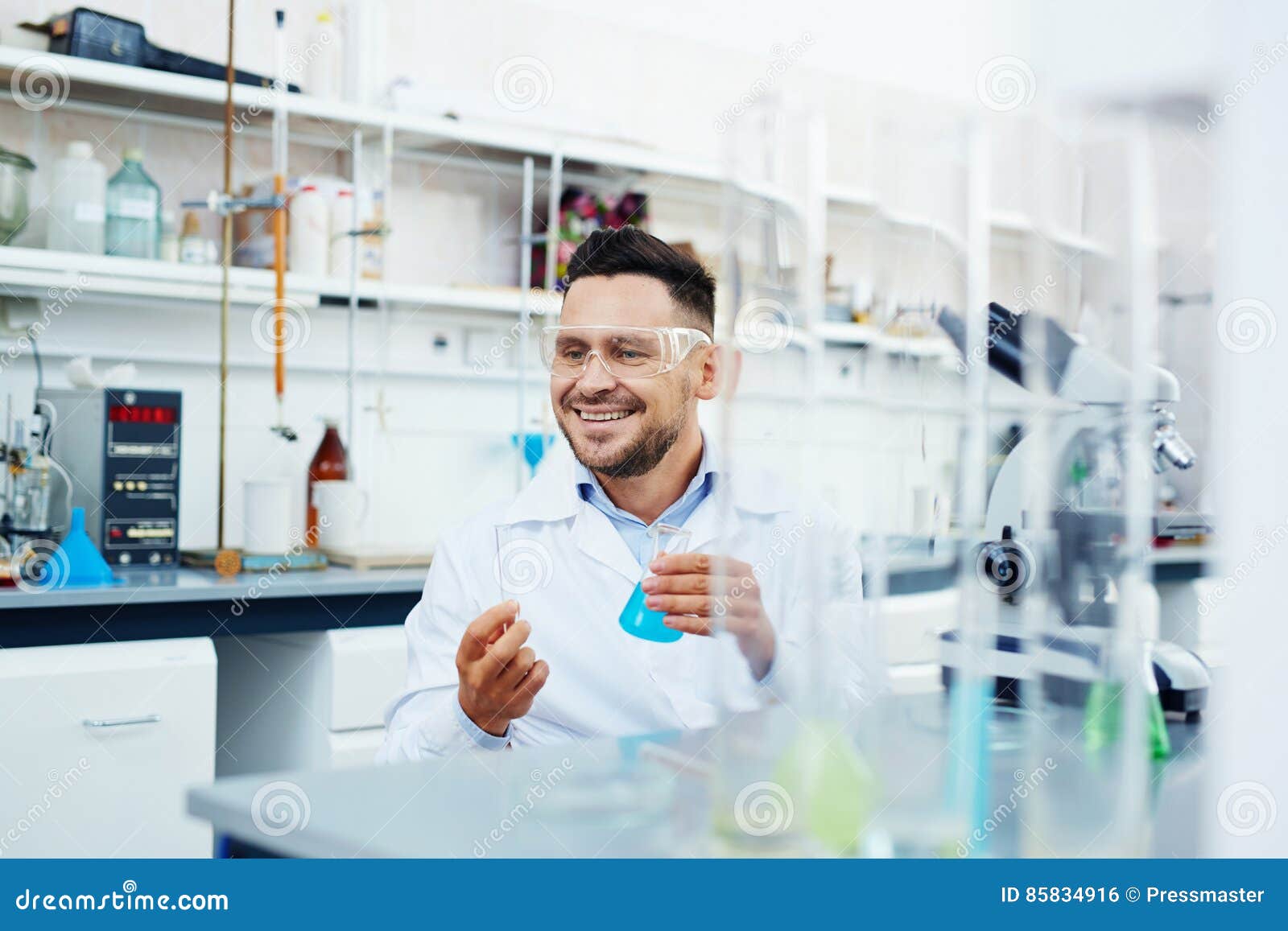 Chemist in lab stock photo. Image of staff, science, tube - 85834916