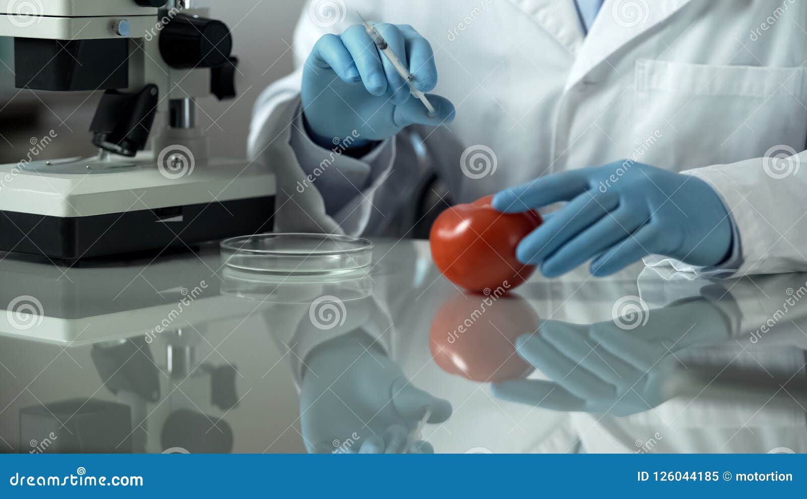 Chemist Making Experiment with Tomato Sample, Dangerous Supplements ...
