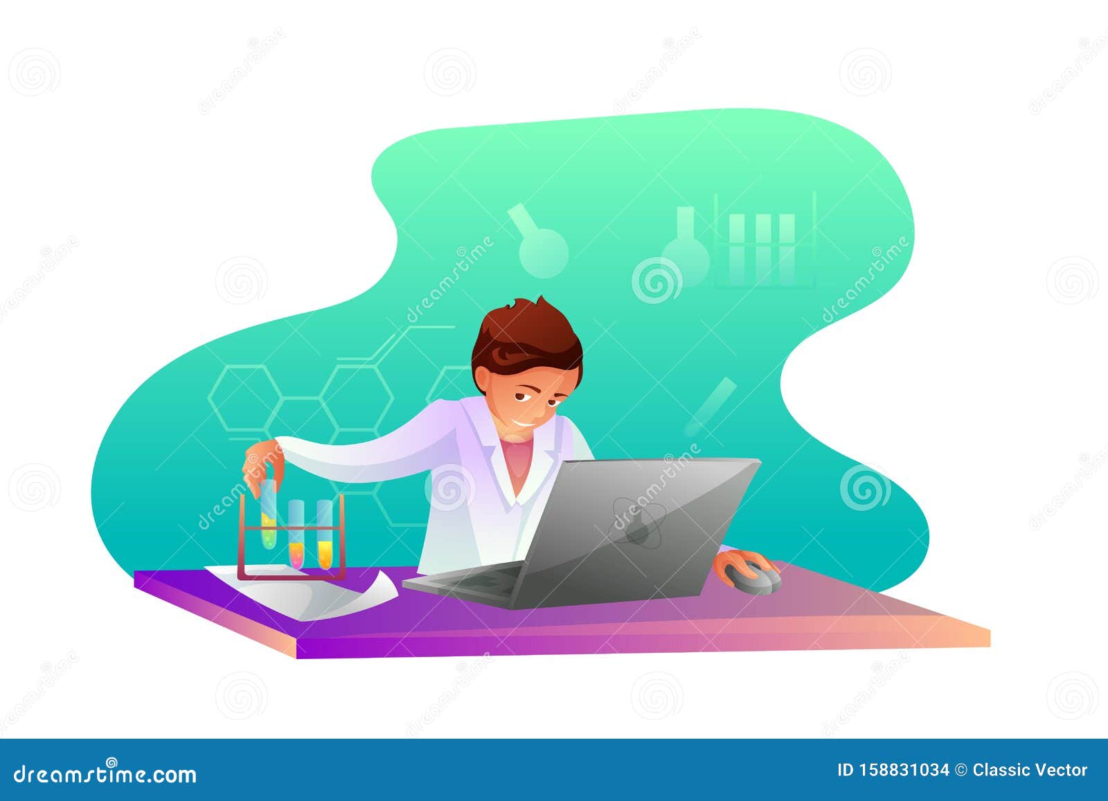 Chemist Making Research Flat Character Stock Vector - Illustration of ...