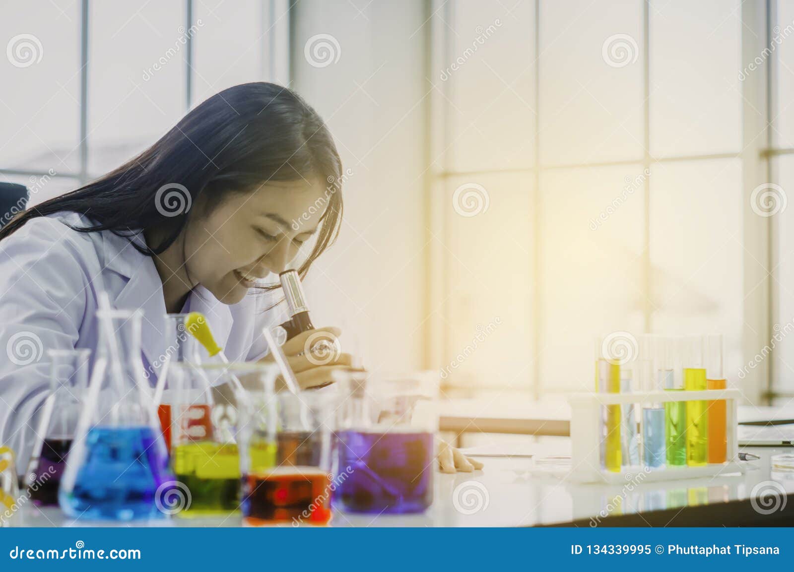 Chemist, Microscope, Chemical Testing in Lab, Concept for Improving ...