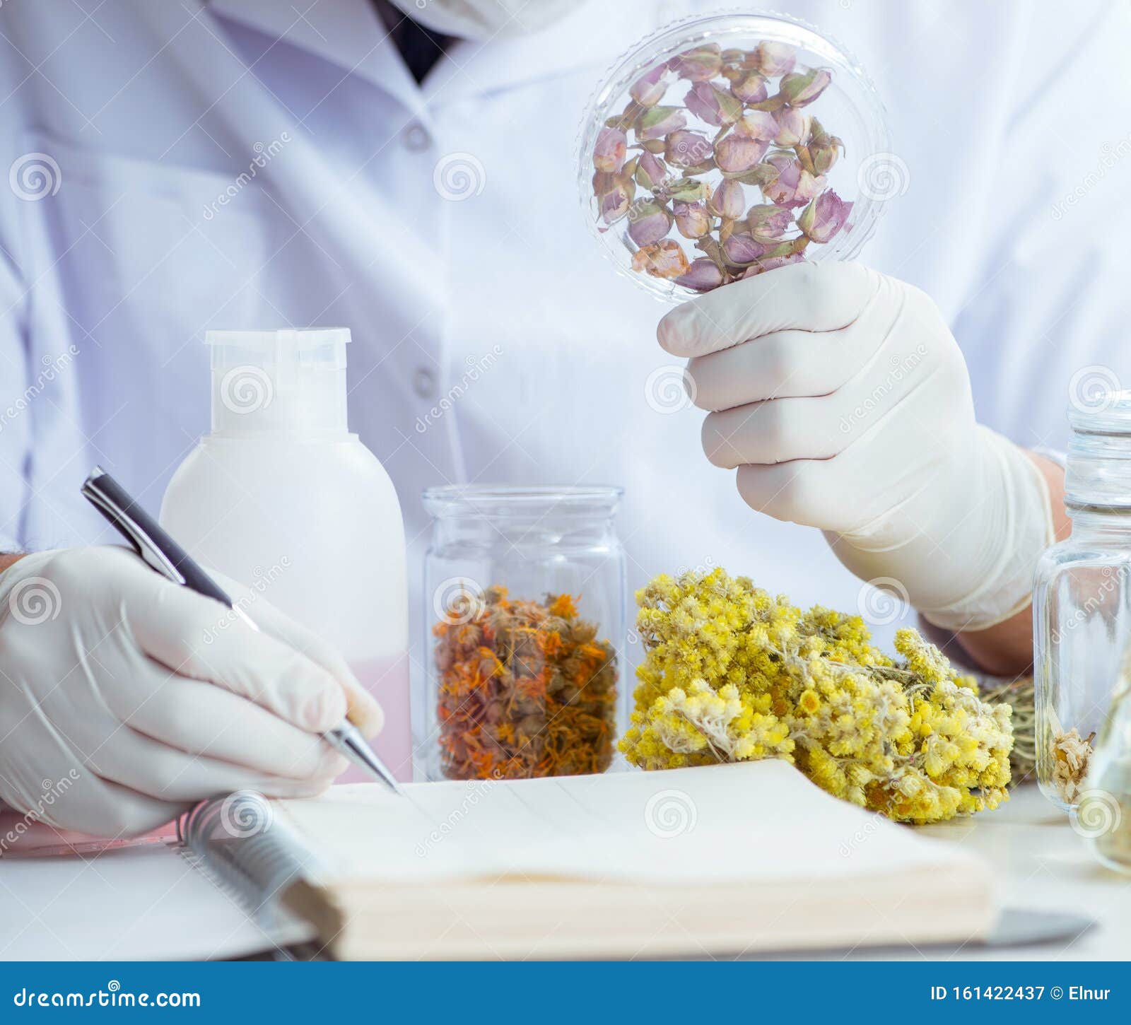 Chemist Mixing Two Liquid Chemical Substances During Experiment Royalty ...