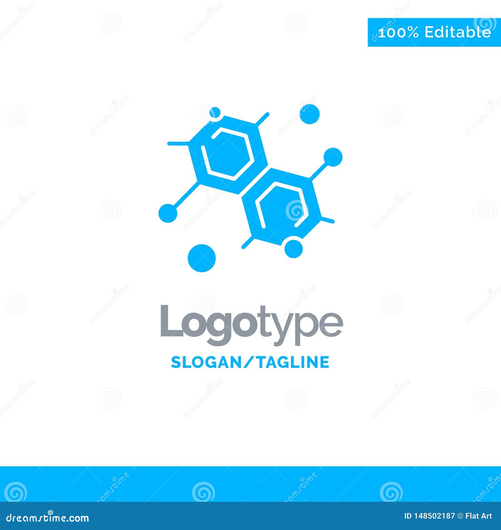 Chemist, Molecular, Science Blue Solid Logo Template. Place for Tagline ...