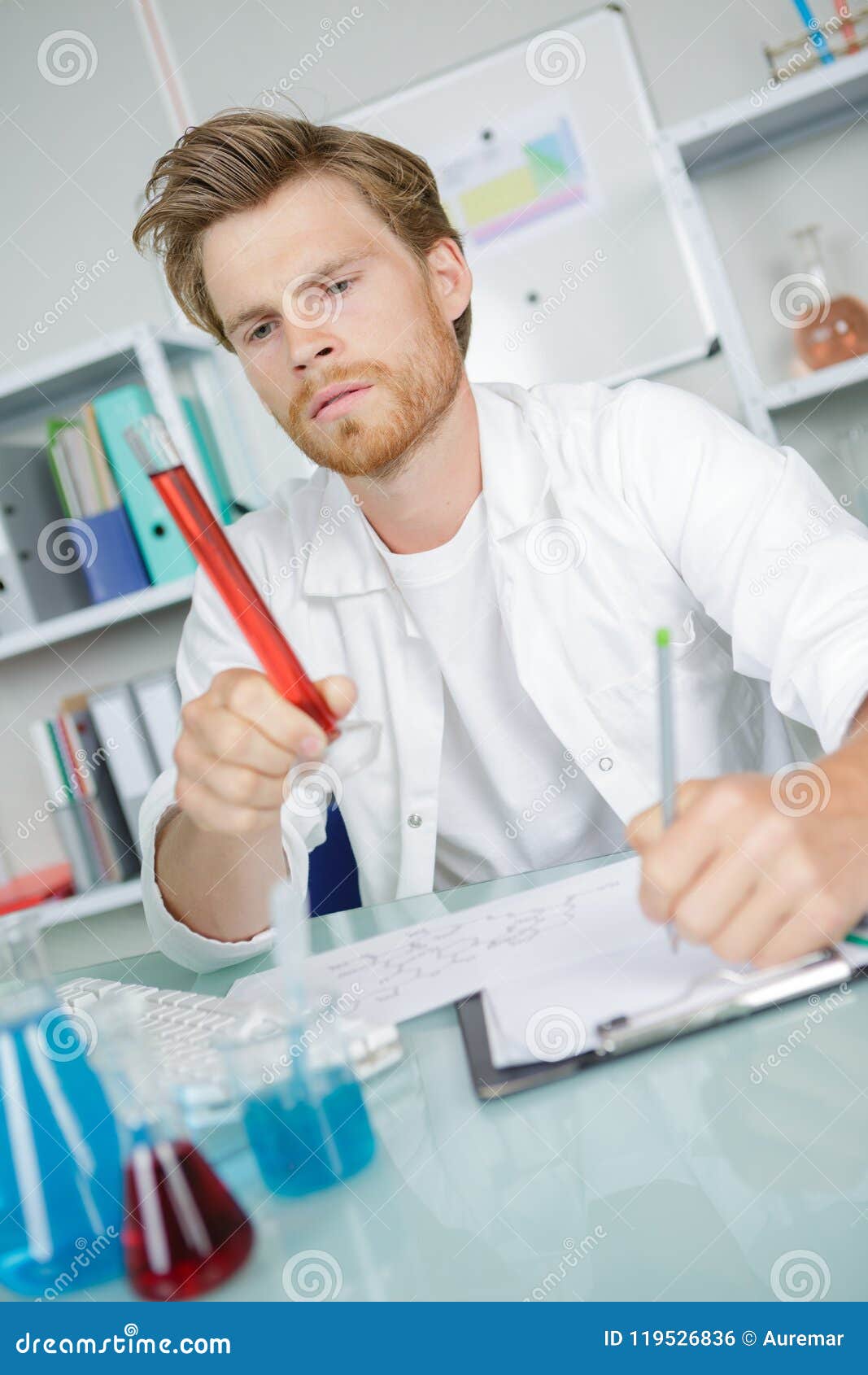 Chemist Observing the Chemical Stock Photo - Image of note, observe ...