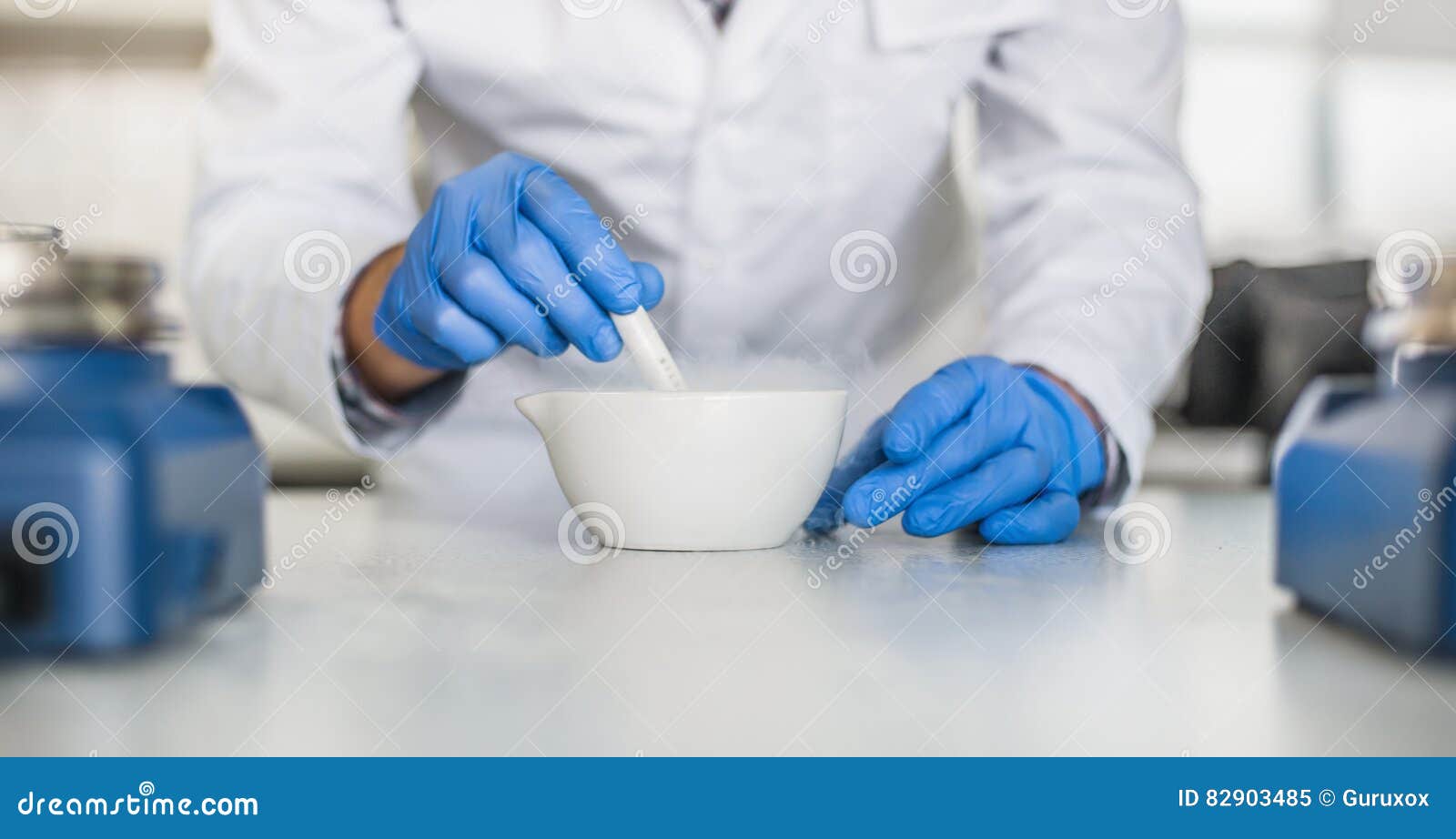 Chemist Performs an Experiment with Liquid Nitrogen Stock Image - Image ...