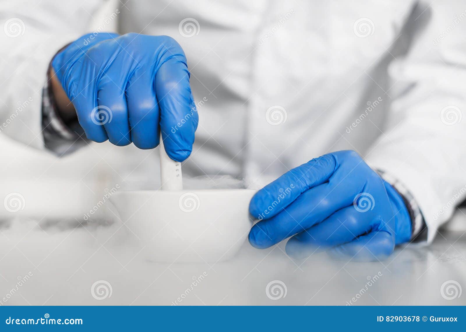 Chemist Performs an Experiment with Liquid Nitrogen Stock Photo - Image ...