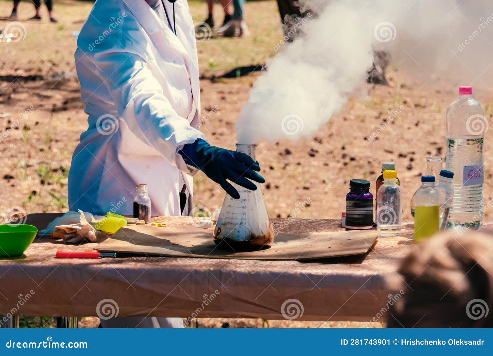 A Chemist Performs a Public Experiment in a Park Stock Image - Image of ...