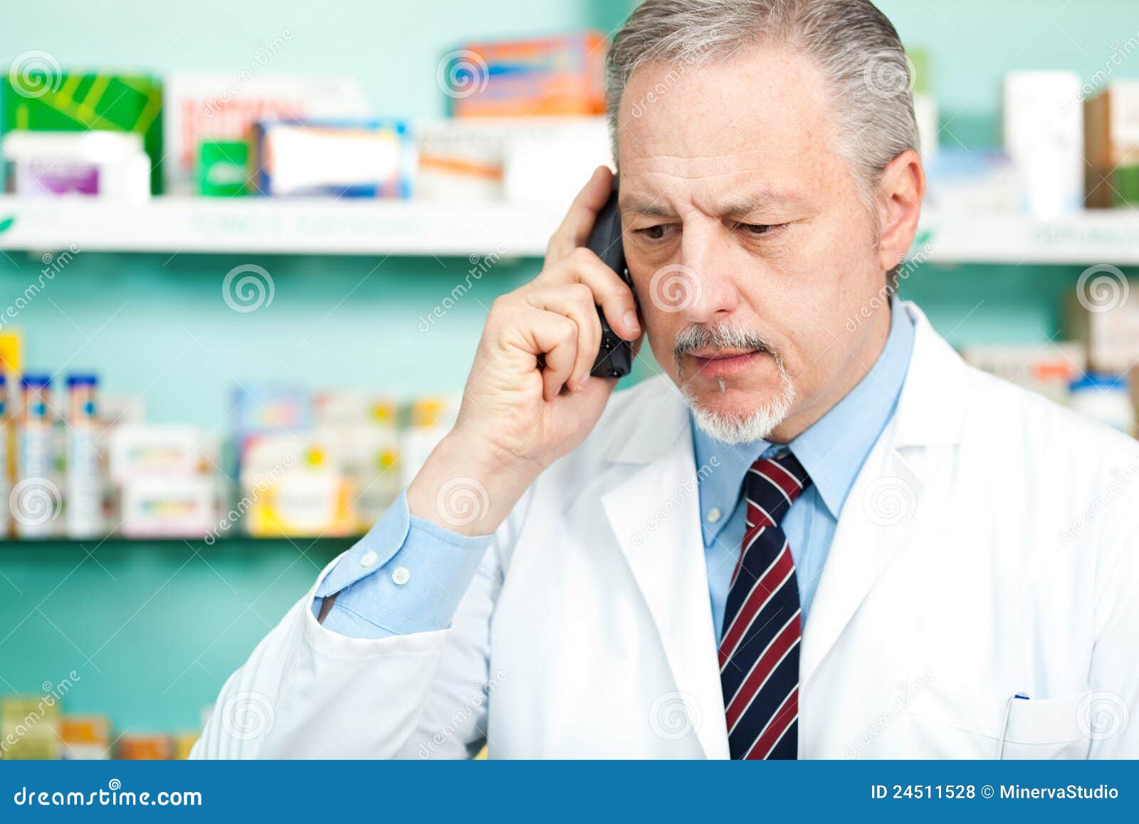 Chemist at phone stock photo. Image of shop, apothecary - 24511528