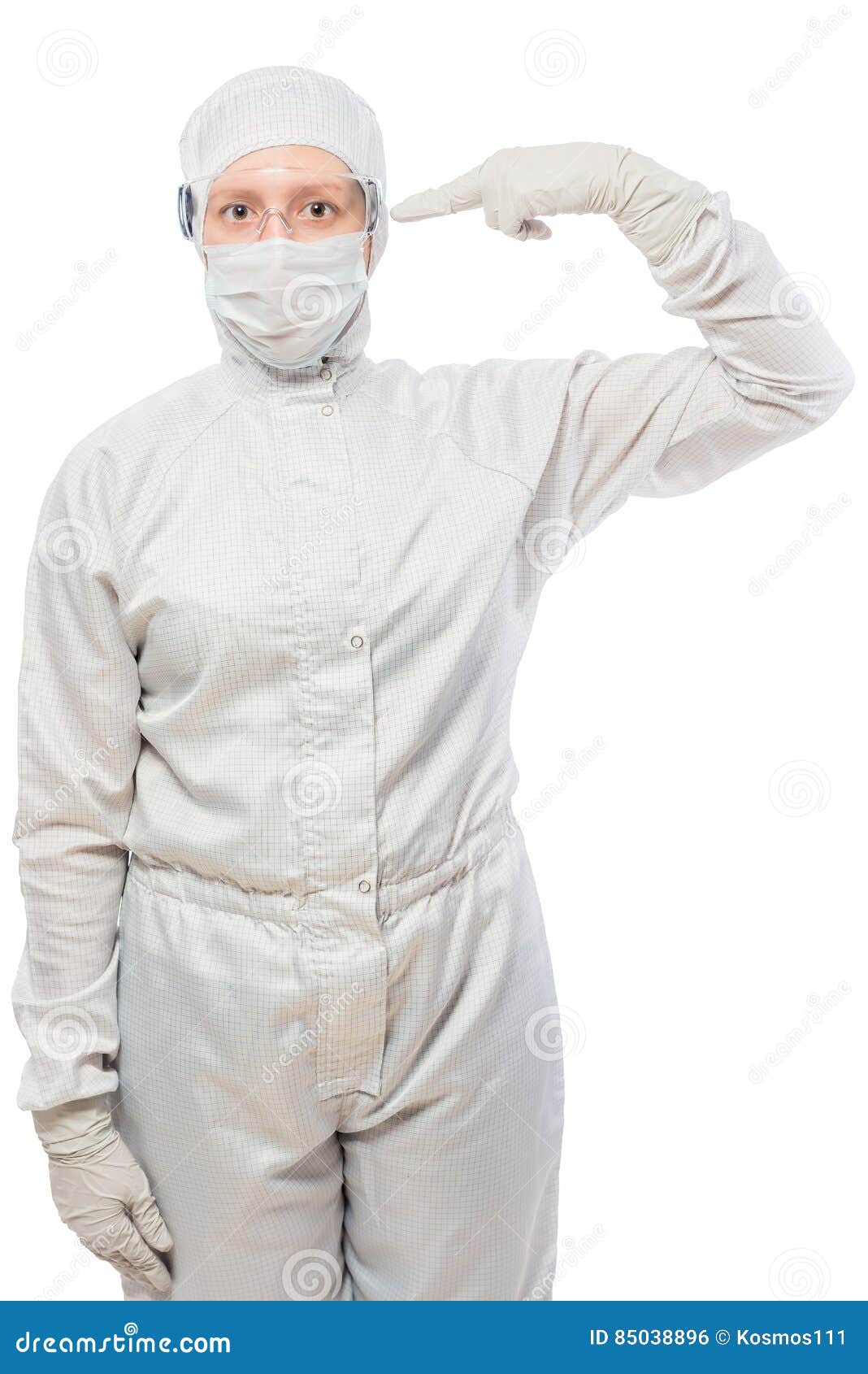 Chemist in Protective Suit on a White Background Stock Photo - Image of ...