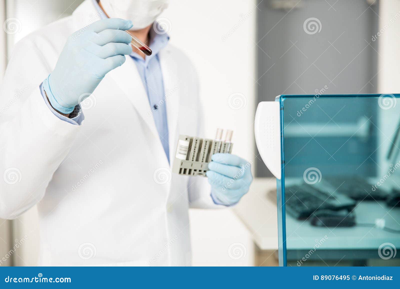 Chemist Running Blood Tests in a Lab Stock Image - Image of hispanic ...