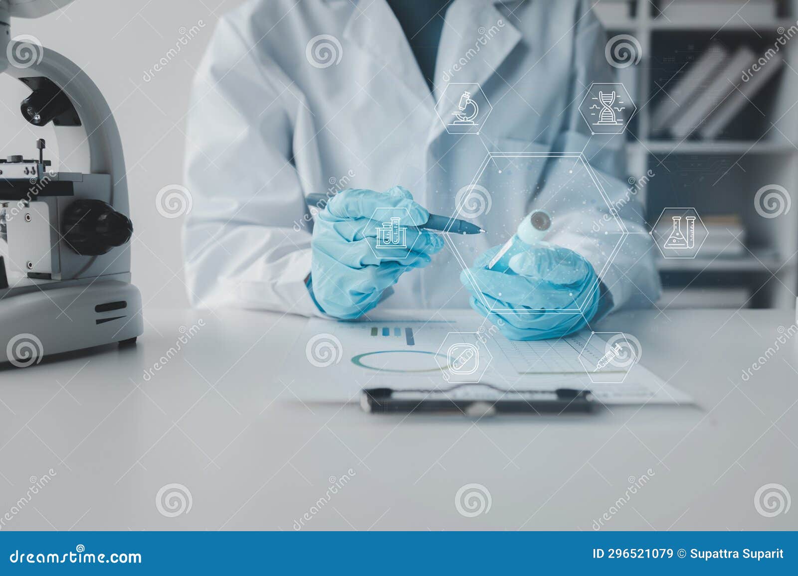 Chemist Taking Notes on Research Data, Scientist is Working in the ...