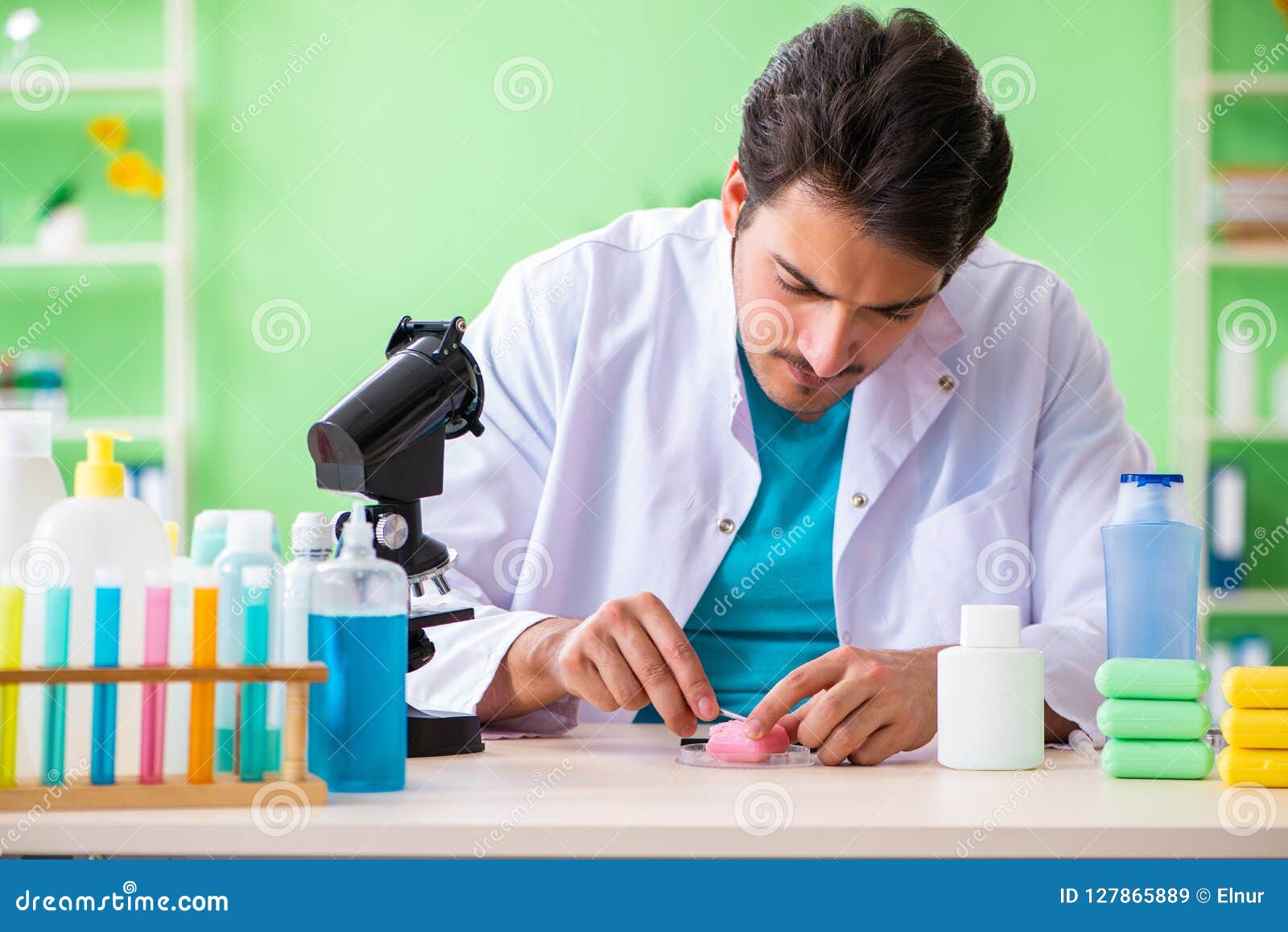 The Chemist Testing Soap in the Lab Stock Image - Image of making ...