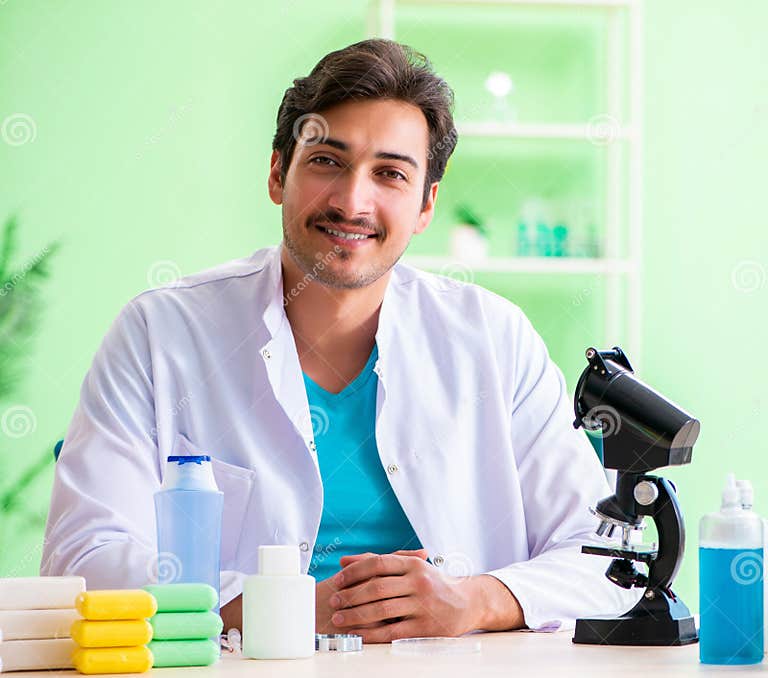 Chemist Testing Soap in the Lab Stock Image - Image of mixing, doctor ...