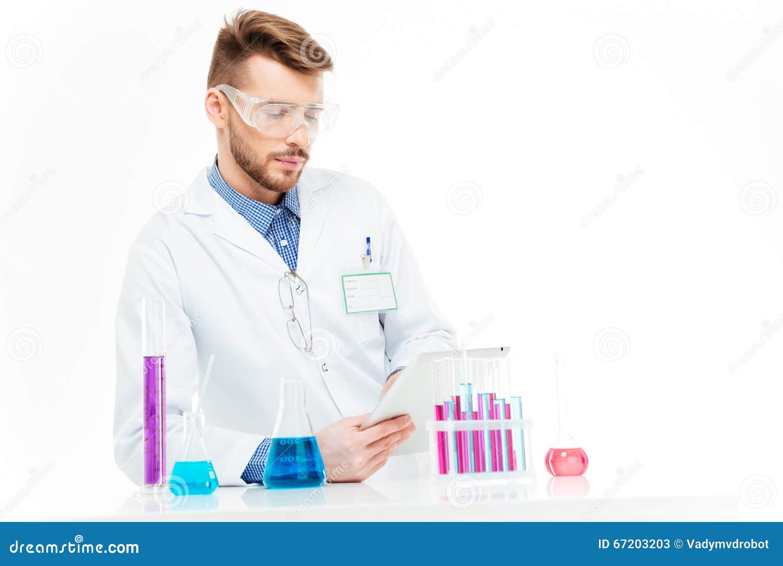 Chemist Using Tablet Computer Stock Image - Image of concentrated ...