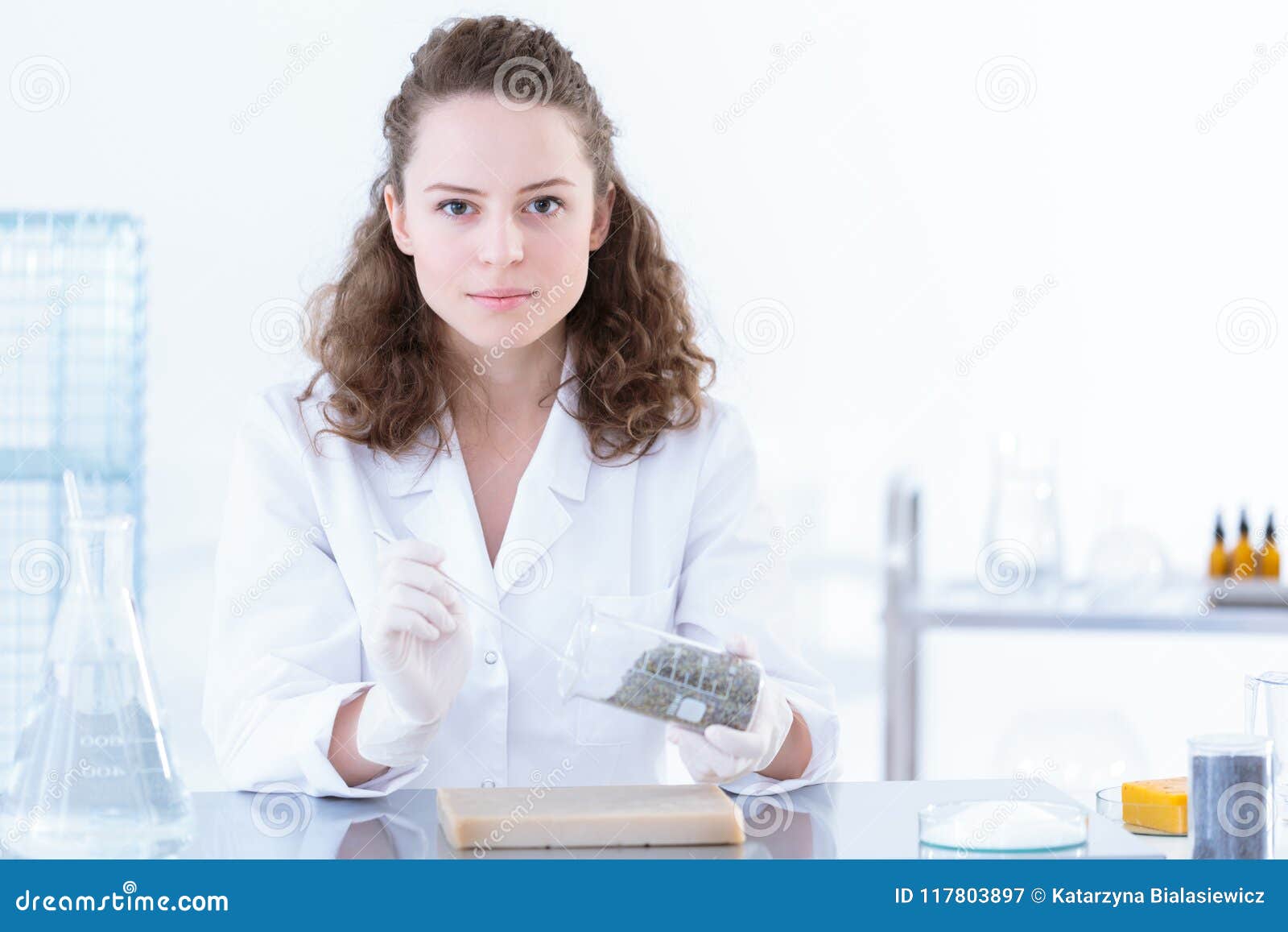Chemist in white uniform stock image. Image of person - 117803897