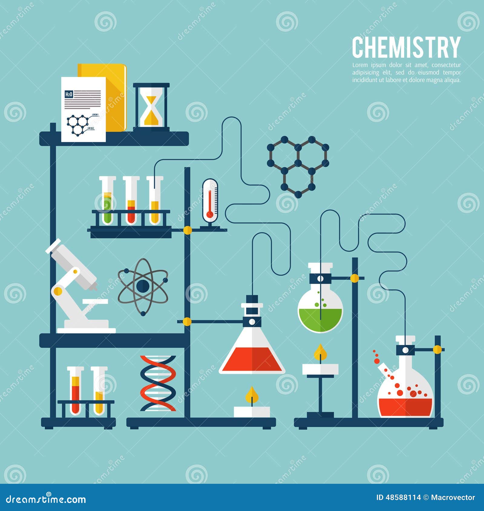 Chemistry Background - Molecule Models And Formula Vector Illustration ...